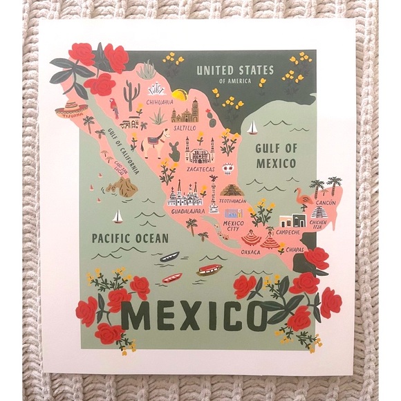 Art | Mexico Country Geography Wall Art Print Digital Illustration ...